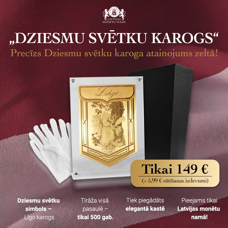 SIA „Latvijas Monētu nams” | Apzeltīts „Dziesmu svētku karogs - Līgo“