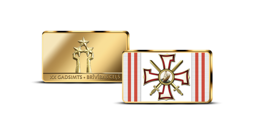 Kolekcija „Latvijas apbalvojumi 1918−1940” - stieņi pārklāti ar tīru ...