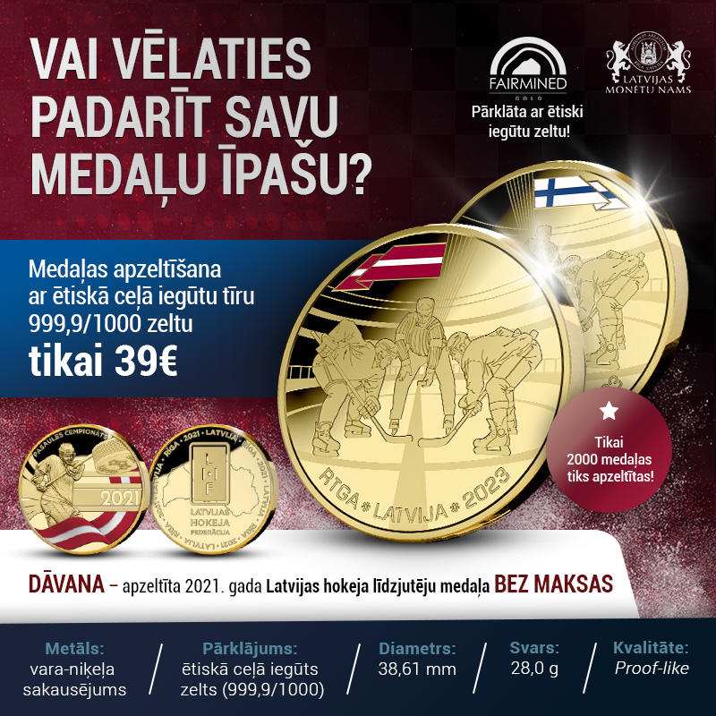 Apsudrabota Latvijas hokeja līdzjutēju medaļa 2023